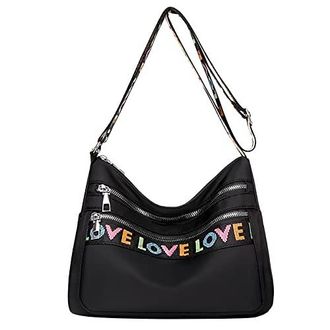 Generic Sac &agrave; bandouli&egrave;re pour femmes en cuir &agrave; la mode pour femmes de grande capacit&eacute; dimpression de lettres avec fermeture &agrave; glissi&egrave;re sac de voyage sac &agrave; b