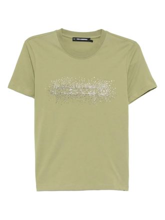 Karl Lagerfeld rhinestone-embellishment crew-neck T-shirt - Gr&uuml;n
