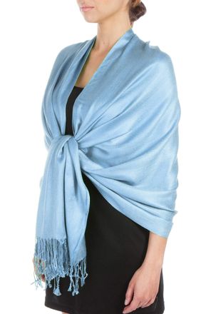 Sakkas Silky Feste weiche Pashmina Schal Wrap Stola - Baby Blue
