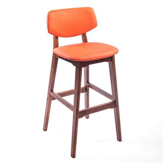 Generic Gepolsterter Barhocker mit Fu&szlig;st&uuml;tze, Braune Holzbeine, Max. Belastbarkeit 200 Kg - Ergonomischer Esszimmerstuhl f&uuml;r K&uuml;che, Kneipe, Caf&eacute;, Bistro, K&uuml;ch