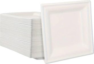 Clarina Zuckerrohrteller -Eco Pappteller - Einweggeschirr - Einwegteller 50 St&uuml;ck - 15 cm - Umweltfreundlich - Biologisch Abbaubar