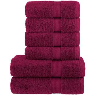 vidaXL 6 tlg. Premium-Handtuch-Set solund Bordeaux 600 g/m&sup2; Vidaxl