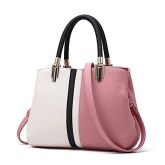 Nevenka Purses for Women, PU Leather Handbags with Top Handle Satchel Totes Shoulder Bag (Pink)