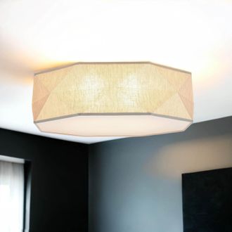 Licht-Erlebnisse XL Deckenleuchte KANTO Leinen eckig in grau 4-flammig 52x52cm 4x E27 blendfreies Licht modern für Wohnzimmer Schlafzimmer Deckenlampe