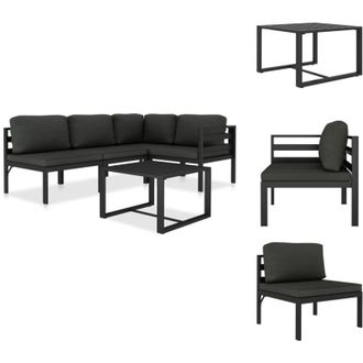 vidaXL 5-tlg. Garten-Lounge-Set mit Kissen Aluminium Anthrazit - Gartensofa - Loungesessel - Outdoor M&ouml;bel - Gartenm&ouml;bel Set - Aluminium Gartenm&ouml;bel