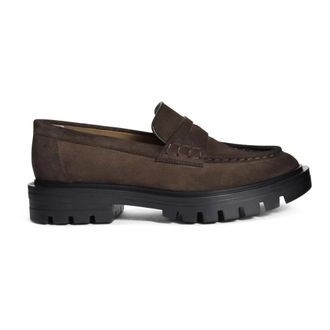 Santoni Carlos Suede Penny Loafer - Femme - Chaussures - Brun - Taille: 39 EU