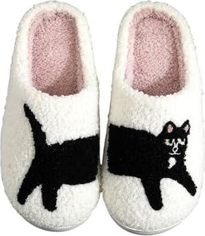 Generic Chaussons Homme Femme Dessin Anim&eacute; Mignon Souples Chaudes Maison M&eacute;moire Foam Douces Pantoufles L&eacute;ger Coton Int&eacute;rieur Slippers Automne Et Hiver 35 Noi