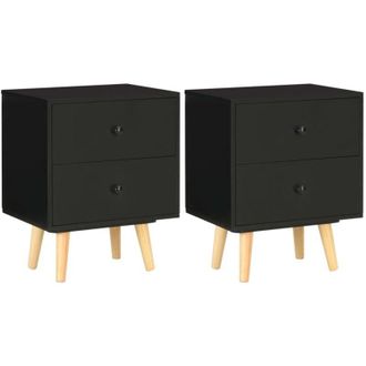 vidaXL Tables de chevet 2 pcs Noir 40 x 30 x 50 cm Pin massif
