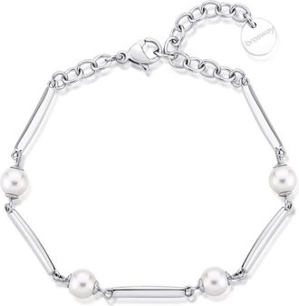 Brosway Armband Affinity für Damen aus 316L-Edelstahl mit Perlen, Karabinerverschluss, Größe: 18 cm, BFF164