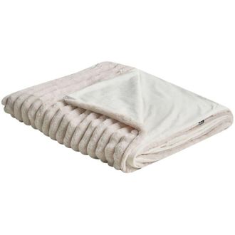 Beliani Kuscheldecke Beige aus Kunstfell 200 x 220 cm Flauschige Tagesdecke f&uuml;r Bett Sofa Wohnzimmer Schlafzimmer &Uuml;berwurf Wohnaccessoires