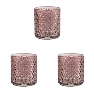 WENKO Zahnputzbecher Atessa Altrosa, Kleiner Becher aus Glas mit strukturierter Oberfl&auml;che in Form Kleiner Rauten f&uuml;r Zahnpflegeutensilien, Mundsp&uuml;lbecher f