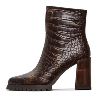 Cesare Gaspari Femme, Chaussures, Brun, Taille: 39 EU Bottes &agrave; Talon Bloc Croc Helen - Marron