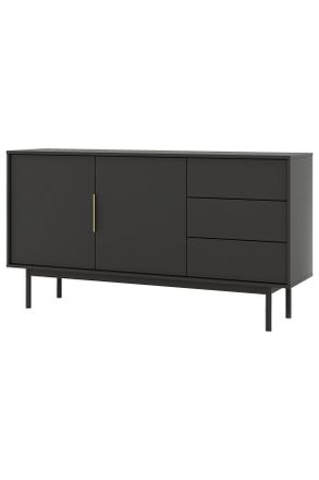 Boxxx Sideboard Viva, Schwarz, Metall, 2 F&auml;cher, 3 Schubladen, 154x82x39 cm, Typenauswahl, Beim&ouml;bel erh&auml;ltlich, stehend, Wohnzimmer, Kommoden & Sideboards, 