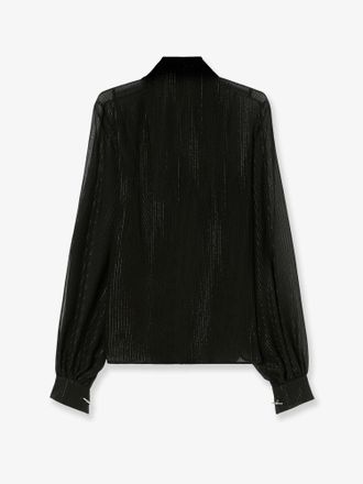 Max Mara Womens Silk Shirt Scafati With Lurex Trim Black