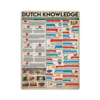 Hdadwy Dutch Knowledge Poster Metallblechschild, Wandschild, Dekoration, Vintage-Retro-Schild, Eisenmalerei, Aluminiumschild für Heimdekoration, Bar, Shop, M
