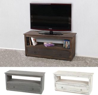 Mendler Support TV table TV lowboard étagère TV, shabby look, vintage - blanc