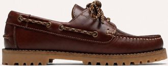 Faguo Chaussures bateau cuir marron fonc&eacute;