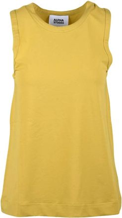 Alpha Studio Femme, Tops, Jaune, Taille: 42 FR Canotta en Stretch