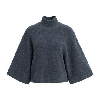 YaYa Yaya - Pull en maille acrylique &agrave; col montant et manches larges - Femme - Pulls - Noir - Taille: 42 FR