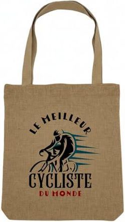 Fabulous Sac Shopping Tote Bag Aspect Lin - Le Meilleur Cycliste du Monde VTT Route Cyclisme - Sac de Courses Toile Epaisse 360g Beige Naturel Cabas Port&eacute; Epau