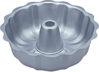 Relaxdays Gugelhupfform, Marmor- und Rührkuchen, antihaftbeschichtet, Ø 24 cm, runde Napfkuchenform, Carbonstahl, silber