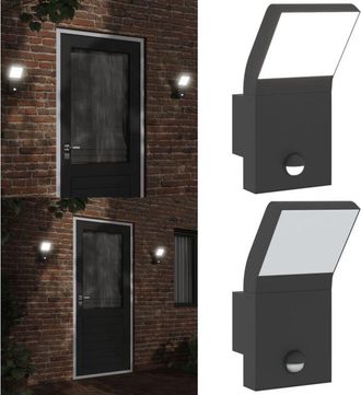 vidaXL Applique murale led dextérieur avec capteurs noir - Applique Murale Exterieure - Éclairage Extérieur - Luminaire Led - Lampadaire Extérieur - Sensor