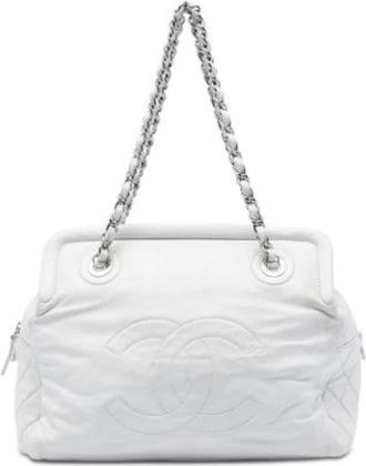 Chanel unisex, Pre-owned, Blanc, Taille: ONE Size Sac cabas en cuir dagneau Pre-owned