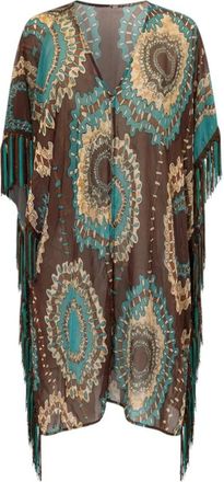 Miss Bikini Femme, Maillots de bain, Multicolore, Taille: ONE Size Poncho Cover-Up avec Franges