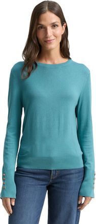 Tom Tailor Damen 1049125 Strickpullover mit Knopf-Details, 31666-Tropical Teal, XXL