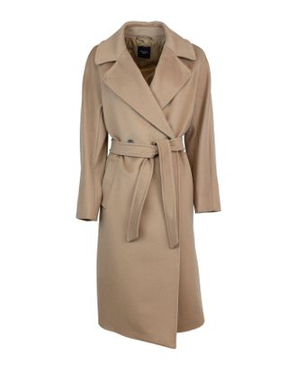 Max Mara Womens Double-Breasted Resina Camel Wool Coat Virgin
