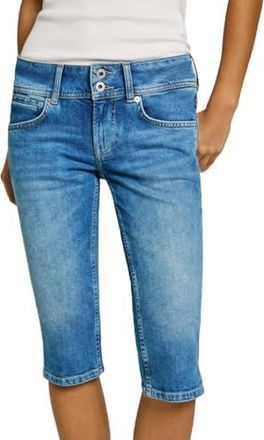 Pepe Jeans London Crop LW Shorts, Bleu (Denim-Ic1), 27W Femme