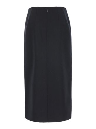 Valentino Womens Black Midi Skirt With Side Splits Wool