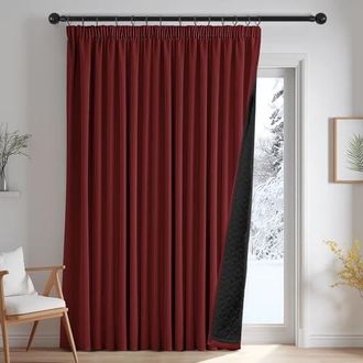 Deconovo Lot de 1 Rideau occultant, Opaque, avec Volants, Thermique, pour Chambre &agrave; Coucher, Salon, Isolation Thermique Dos Noir, 200L X 260H cm (1 Panneaux) R
