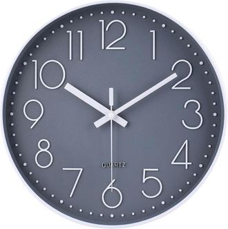 TYME Wanduhr 30cm mit schleichender Sekunde ohne Tickgeräus Quartz Modern Rund für Büro, Wohnzimmer, Küche, Schule und Kinderzimmer