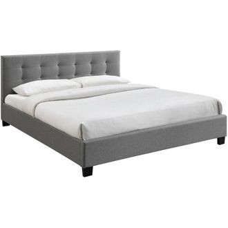 Miliboo Miliboo - Lit 2 places 180x200 cm en tissu gris capitonn&eacute; marquise