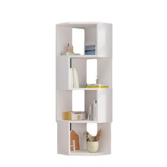 Generic Eck-B&uuml;cherregal, modernes und kreatives B&uuml;cherregal, B&uuml;cherregal, geeignet for die Aufbewahrung von B&uuml;chern, Fotoalben und Dekorationsgegenst&auml;nden zu 