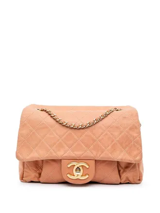 Chanel sac porté épaule Chic Quilt Flap en cuir de veau matelassé (2011) - Orange
