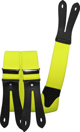 Harrys-Collection Hosenträger Knopfloch echte Lederpatten 11 Farben, Größen:130 cm, Farben:neongelb