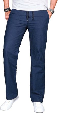Alessandro Salvarini A. Salvarini Herren Leinenhose leichte lockere Stoffhose Sommer leinen Hose W29-W40 L30-L34 AS-034 [AS034 - Dunkelblau - W36 L32]