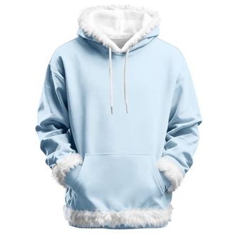 Generic Sweat-shirt unisexe doublé en polaire, couleur unie, manches longues, style manteau, pull à capuche dhiver pour homme, bleu, 6XL