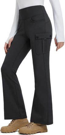 Baleaf Damen Thermohose Cargohose Wanderhose Dick Outdoor Schlaghose Schwarz XL