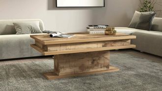 Dmora Couchtisch Leon, Wohnzimmer-Couchtisch, niedriges Aufbewahrungselement, Couchtisch, 100x55x42 cm, Ahorn