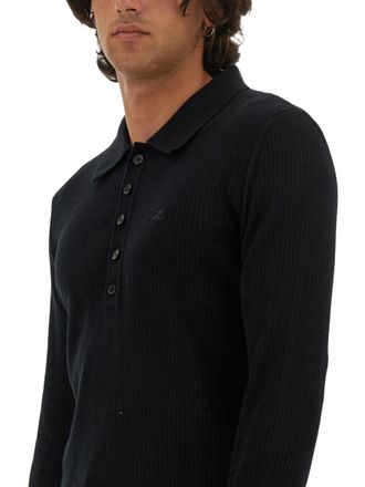 Courr&egrave;ges Logo-Embroidered Slim Fit Polo - Black