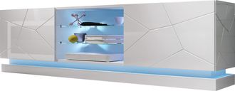 Mirjan24 TV Lowboard Qiu, TV Schrank, griffloses &Ouml;ffnen, Fernsehtisch, Lowboard, TV Tisch, Fernsehschrank, ged&auml;mpften Schlie&szlig;system, TV Bank (Modell: 200, Wei&szlig;