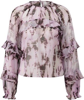 QS by s.Oliver Langarmbluse Bluse Chiffonbluse mit R&uuml;schen