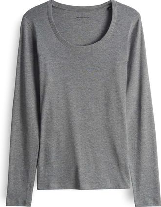 OPUS Damen Langarmshirt | SORANA Slim Longsleeve aus BCI Cotton Mix Easy Grey, 38