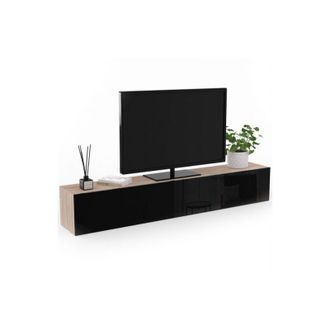 IDMarket Idmarket - TV-M&ouml;bel 180 cm h&auml;ngend elio 2 T&uuml;ren aus Holz und schwarz