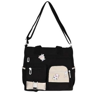 Generic Sac &agrave; bandouli&egrave;re polyvalent, grande capacit&eacute;, sac &agrave; bandouli&egrave;re, &eacute;tudiante, fille, sac en toile, mode cor&eacute;enne, sac de loisirs, sac d&eacute;cole, sac de co