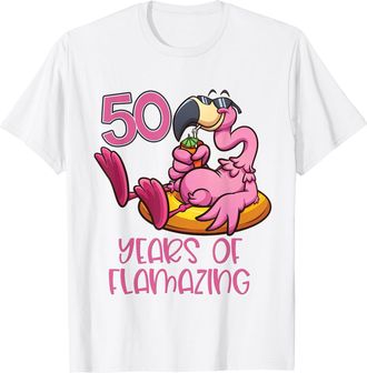 BDAZ 50. Geburtstag 50 Years of Flamazing Flamingo Beach Design T-Shirt