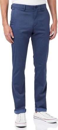 Tommy Hilfiger Herren Chino Hose Bleecker Printed Structure mit Stretch, Blau (Faded Indigo), W40/L28
